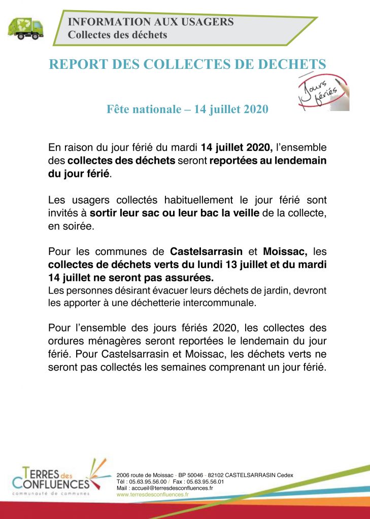 Report Collecte Déchets 14072020 - Ville de Moissac Report Collecte Déchets 14072020 - Ville de Moissac