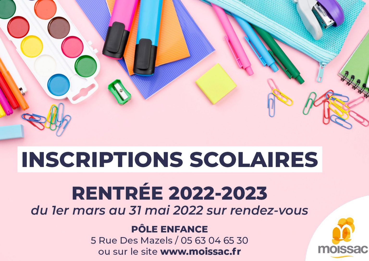 Inscriptions scolaires 2022-2023 - Ville de Moissac