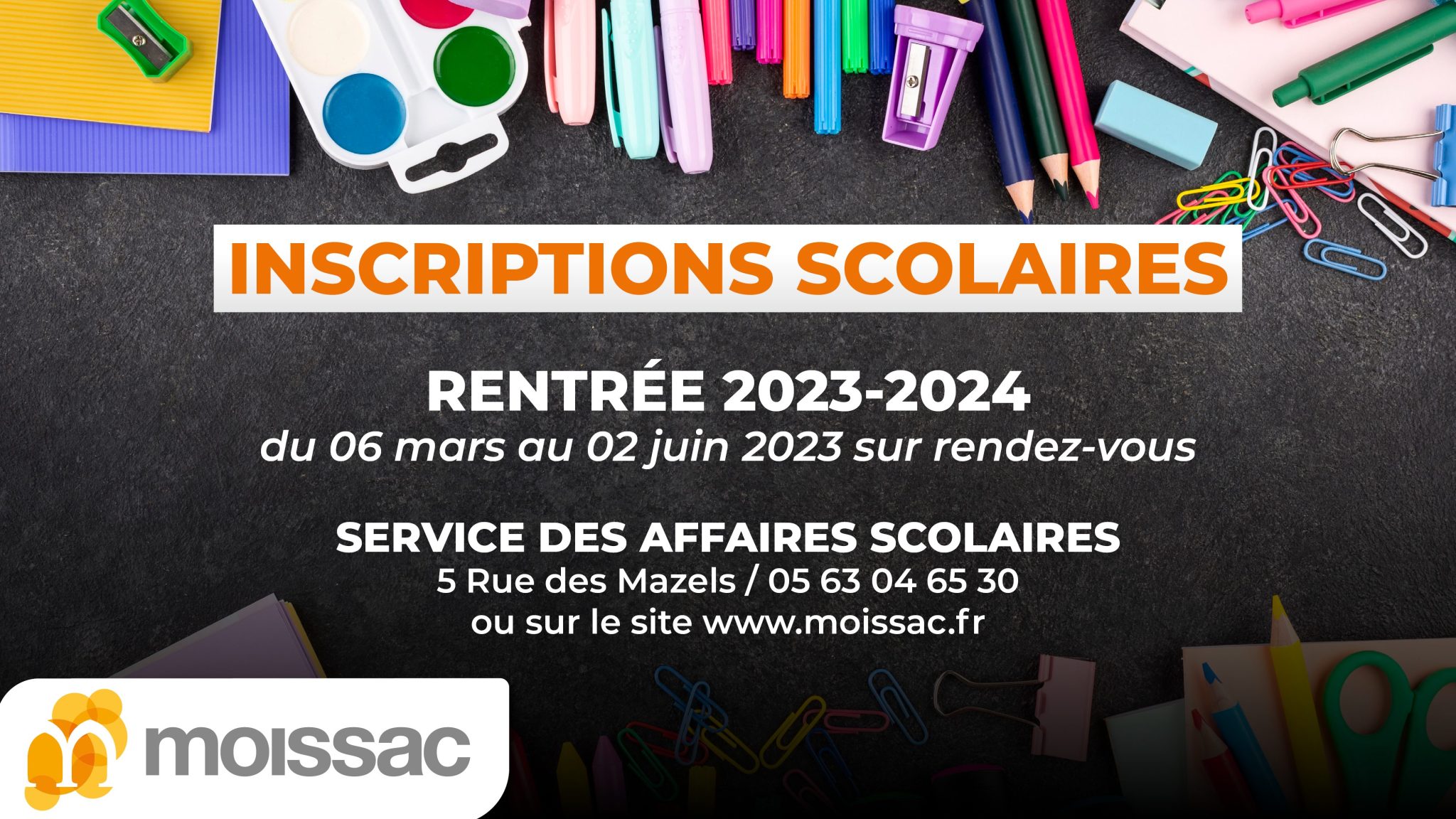 Inscriptions scolaires 2023-2024 - Ville de Moissac